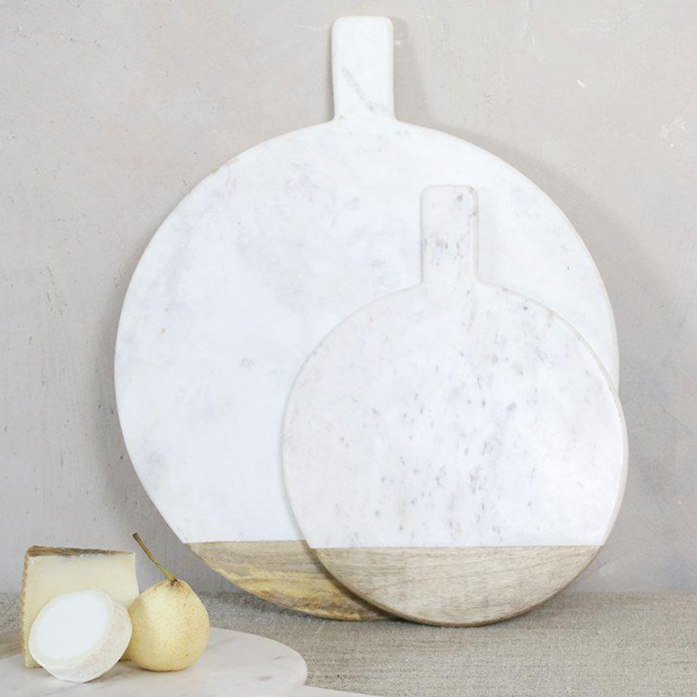 Round Marble and Wood Bread Board - DeliverDeli